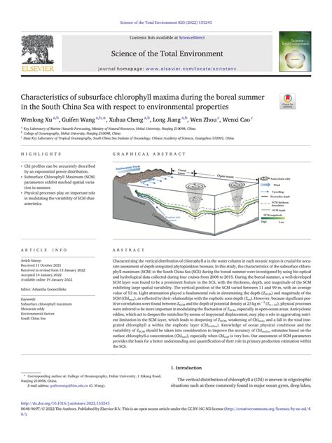 Pdf Characteristics Of Subsurface Chlorophyll Maxima During The