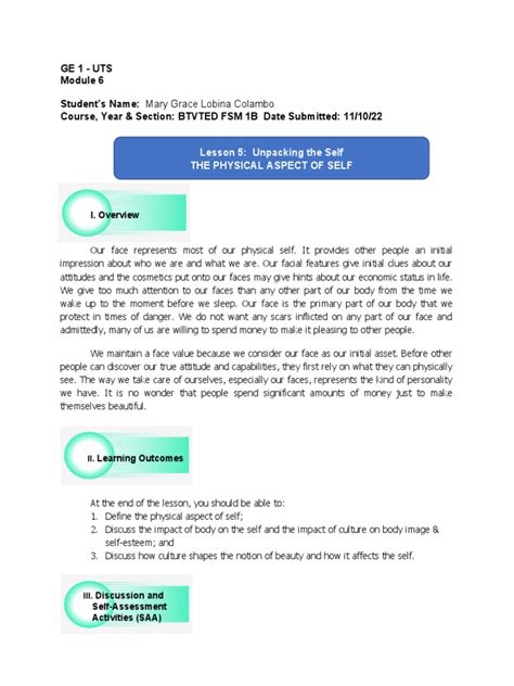 Module 6 Uts Pdf Self Esteem Perception