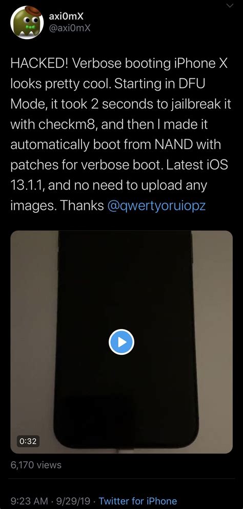 Axi0mx Showcases Verbose Boot On Iphone X With Ios 1311 Via Checkm8
