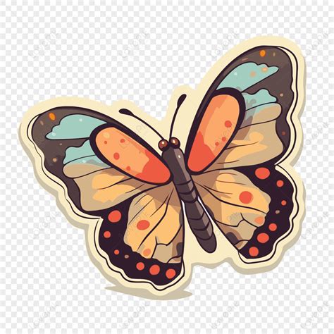 다채로운 만화 일러스트 나비 스티커 클립 아트 벡터상표 Png 일러스트 무료 다운로드 Lovepik