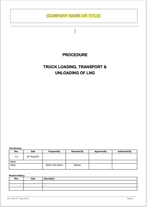 lng loading and unloading procedure — oil and gas documents