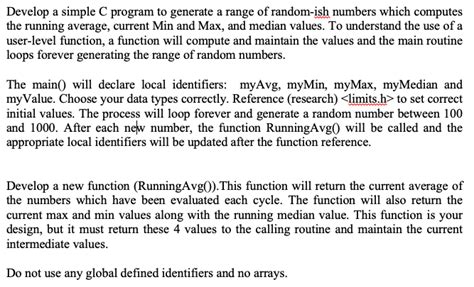 Solved Develop A Simple C Program To Generate A Range Of