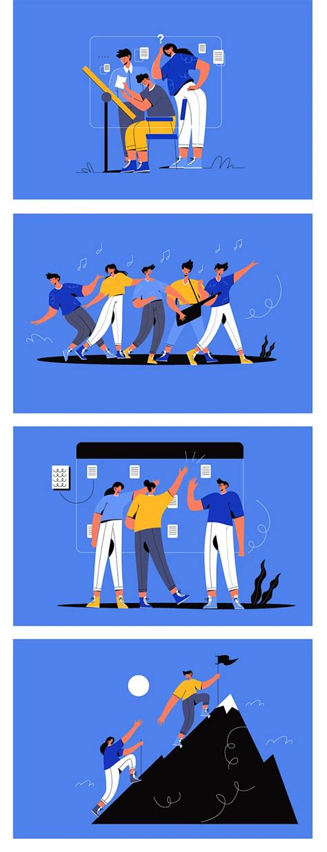 时尚扁平人物团队协作沟通管理活动ui插画ai格式sketch格式素材 淘宝网 花瓣网