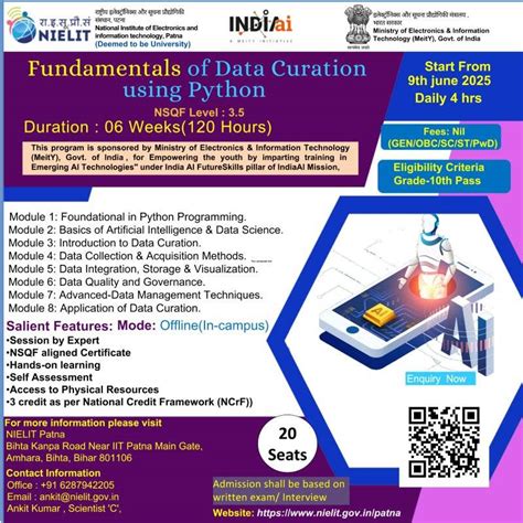 Nielit Patna Registrations Open For Online Certificate Course In