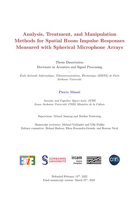 Pdf Analysis Treatment And Manipulation Methods For Spatial Room