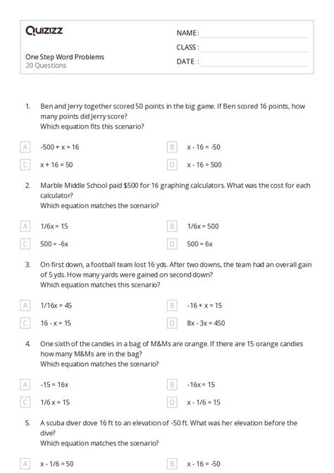 50 Math Word Problems Worksheets For 8th Year On Quizizz Free And Printable