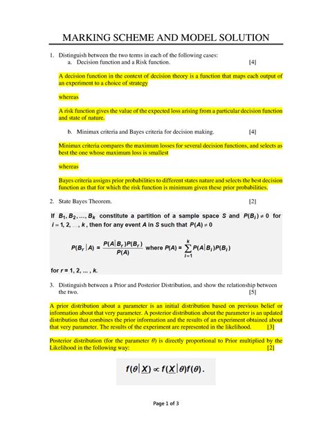 Stat Meth 2016 C1 Soln Page 1 Of 3 MARKING SCHEME AND MODEL SOLUTION Distinguish Between The