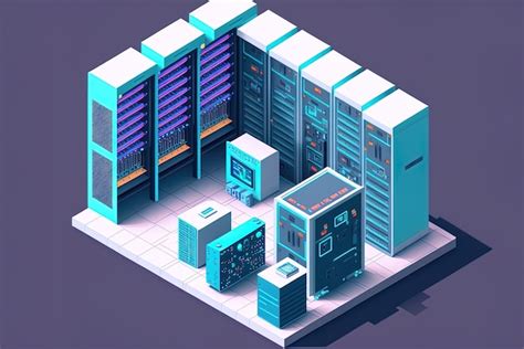 Premium Ai Image Isolated Isometric View Of A Data Center Server Farm
