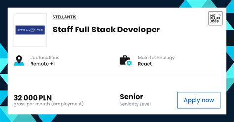 Staff Full Stack Developer Job Fullstack Stellantis Remote No Fluff Jobs