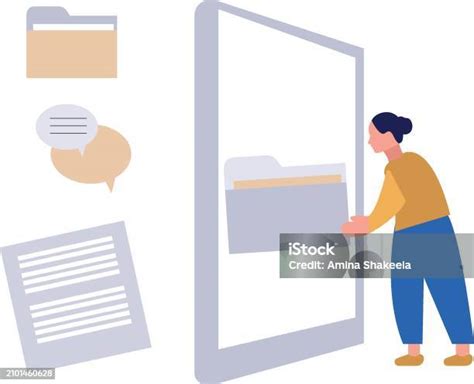 The Female Is Showing Folder Management Stock Illustration Download Image Now Adult