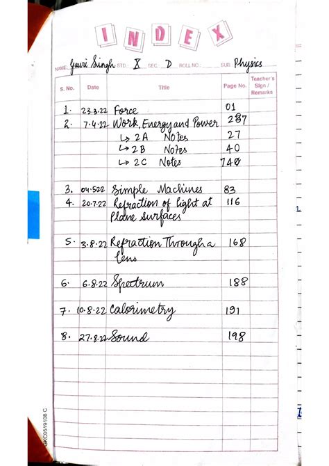 ICSE Physics Class X Handwritten Notes PDF Physics Science