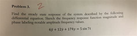 Solved Problem 3 Find The Steady State Response Of The