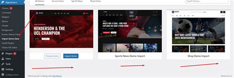 importing demo content wordpress themes and plugin