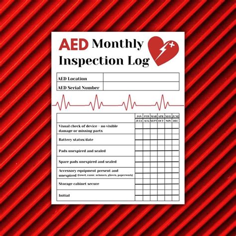 Free Printable Aed Monthly Inspection Log Find A Free Printable