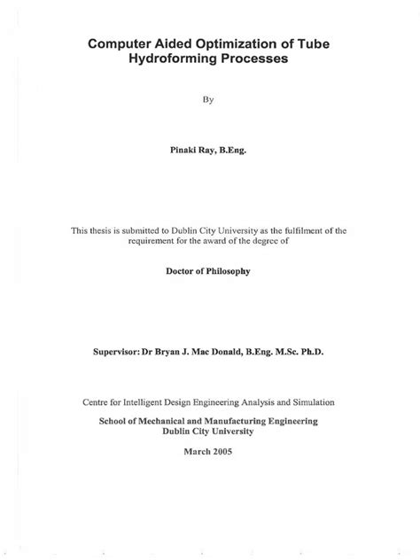 Computer Aided Optimization Of Tube Hydroforming Processes Pdf Finite Element Method