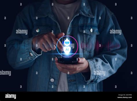Ai Voice Command Concept Ai Artificial Intelligence Man Using Technology Smart Robot Chat Ai