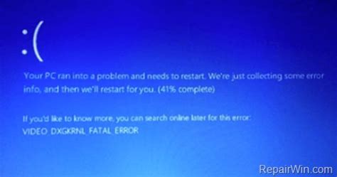 If You Face The Blue Screen Error Video Dxgkrnl Fatal Error In