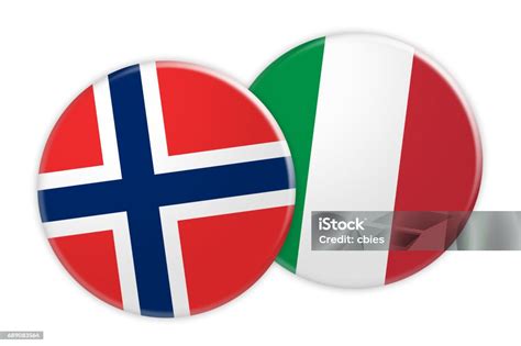 뉴스 개념 노르웨이 국기에 이탈리아 플래그 단추 백색 배경에 3d 그림 3차원 형태에 대한 스톡 벡터 아트 및 기타 이미지 3차원 형태 International