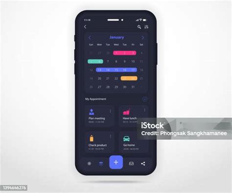 모바일 앱 캘린더 플래너 개념 약속 캘린더 템플릿 Ui Ux 스마트폰 일정 일정 일정 일정 연간 계획 회의 애플리케이션 캘린더