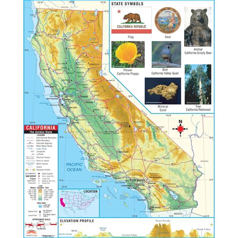 California Primary Thematic Wall Map Shop Classroom Maps Ultimate