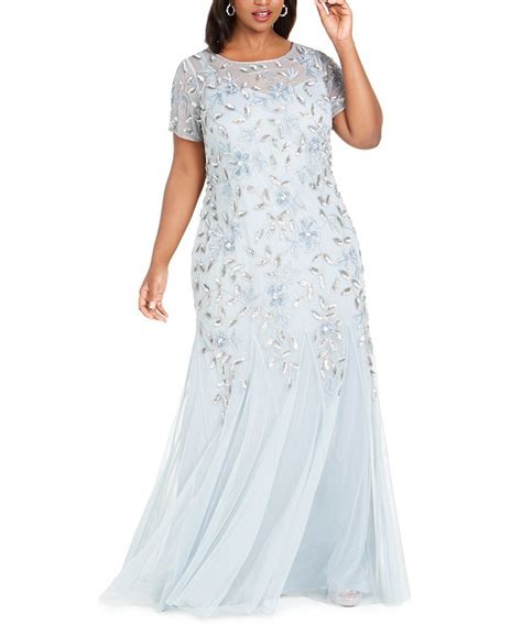 Adrianna Papell Plus Size Floral Beaded Gown Macys