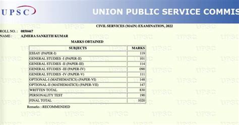 Ajmera Sanketh Kumar Biography Age Upsc Marksheet Rank Optional