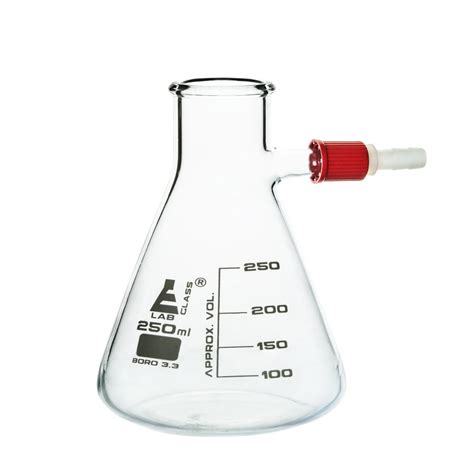 Filtering Flask 250ml Borosilicate Glass Conical Shape With Integral Plastic Side Arm