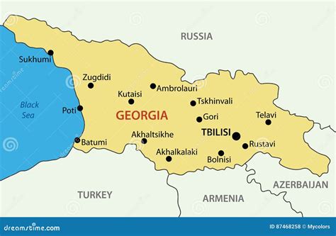 Georgia Country Vector Map Stock Vector Illustration Of Region Yellow 87468258