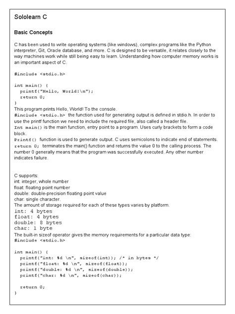 Sololearn C Pdf Pointer Computer Programming Parameter