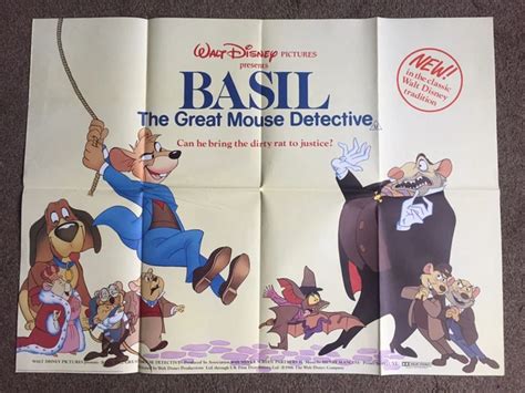 Basil The Great Mouse Detective 1986 Original Uk Quad Poster Disney £