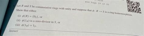 solved let r and s be commutative rings with unity and