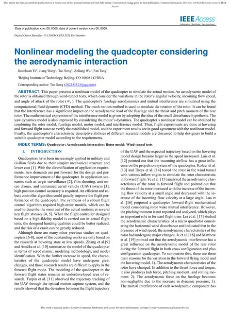 PDF Nonlinear Modeling The Quadcopter Considering The Aerodynamic Interaction