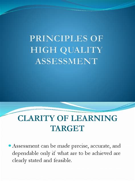 Principles Of High Quality Assessment Presentation2 Question Test Assessment