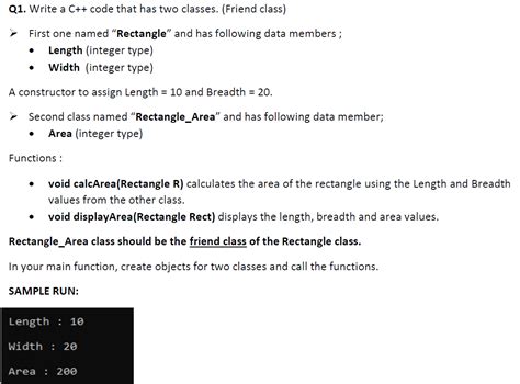 Solved Q Write A C Code That Has Two Classes Friend Chegg