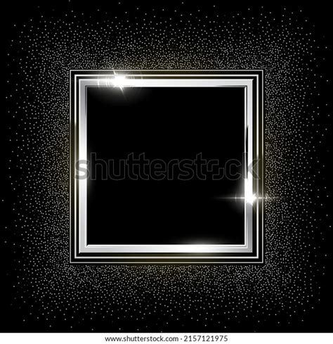 Silver Metal Square Frames Sparkles Background Stock Vector Royalty