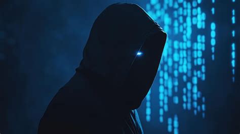 Mysterious Hacker With Binary Code Background Premium Ai Generated Image