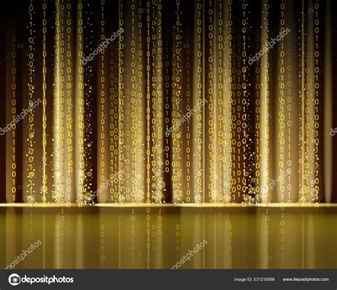 Technology Binary Abstract Background Matrix Style Gold Color Falling Numbers Digital Binary