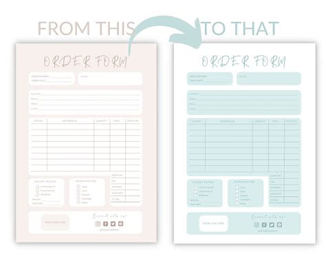 Editable Order Form Template Custom Order Form Printable Order Form Craft Order Form Order