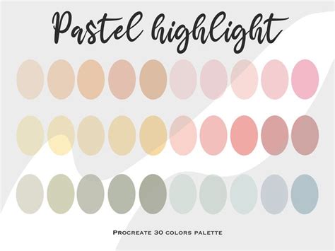 Pastel Color Palette For Procreate Kawaii Color Swatches Procreate Palette Hex Codes Rainbow