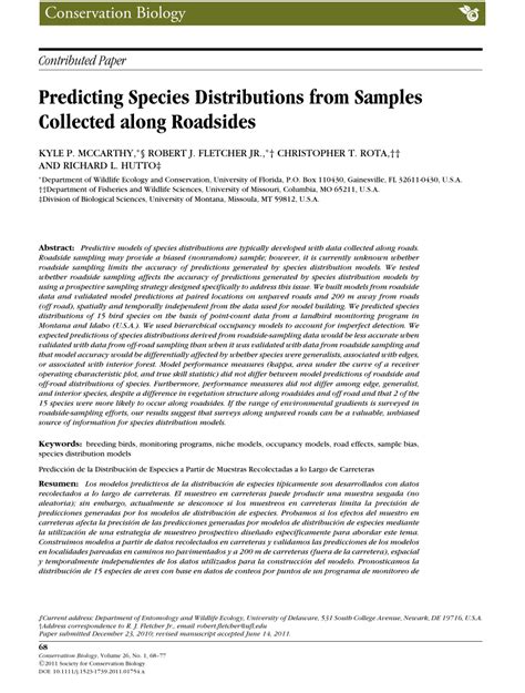 Pdf Predicting Species Distributions From Samples Collected Along