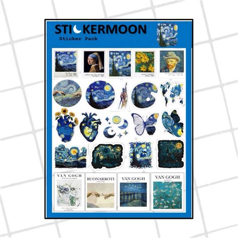 خرید و قیمت پک استیکر برچسب نقاشی ونگوک 25تایی سایز A5 کد 8 از غرفه استیکرمون
