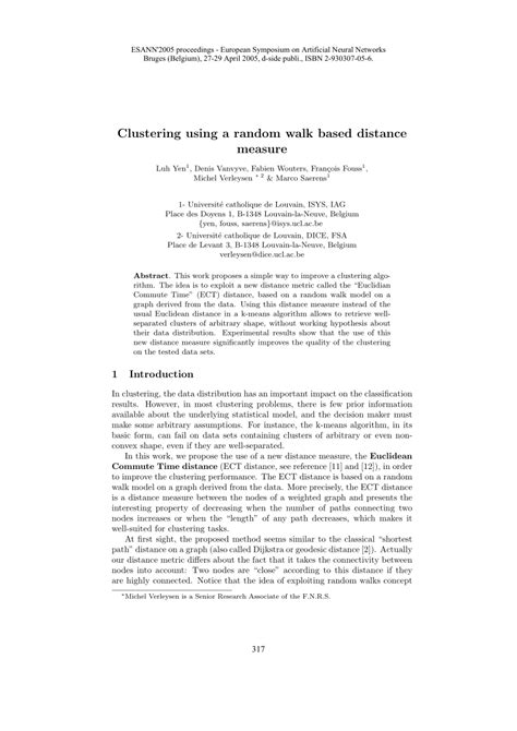 Pdf Clustering Using A Random Walk Based Distance Measure