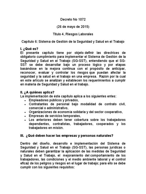 Decreto 1072 2015 Pdf Valores Derecho Laboral