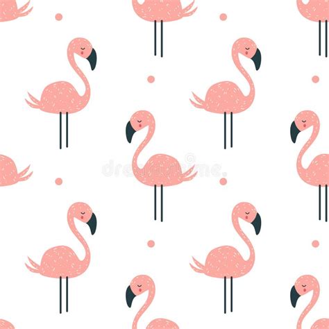 Cute Pink Flamingo Seamless Pattern Background Vector Illustration