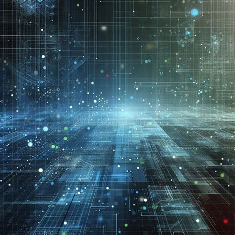 high tech digital landscape with glowing data streams stock image