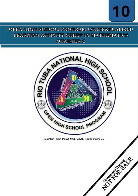 Contextualized Learning Activity Sheet Quarter 2 Deped Rio Tuba National High School Learning
