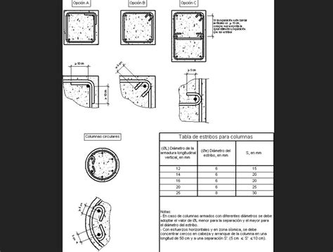 Column Table And Constructive Structure Details Dwg File