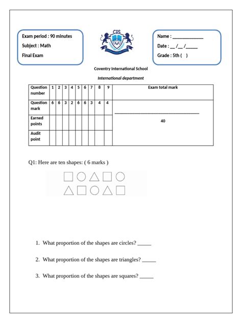 Grade 5 Math Final Exam Pdf