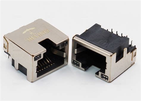 Thru Hole Offset Pcb Low Profile Rj45 Jack Shielded Single Port For Ethernet