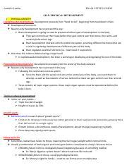 PSY Exam Study Guide Pdf Anabelle Landau EXAM STUDY GUIDE CH PHYSICAL DEVELOPMENT I